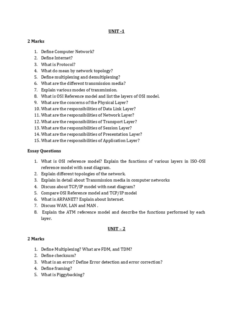 CN Model Question Paper | Download Free PDF | Osi Model | Computer Network