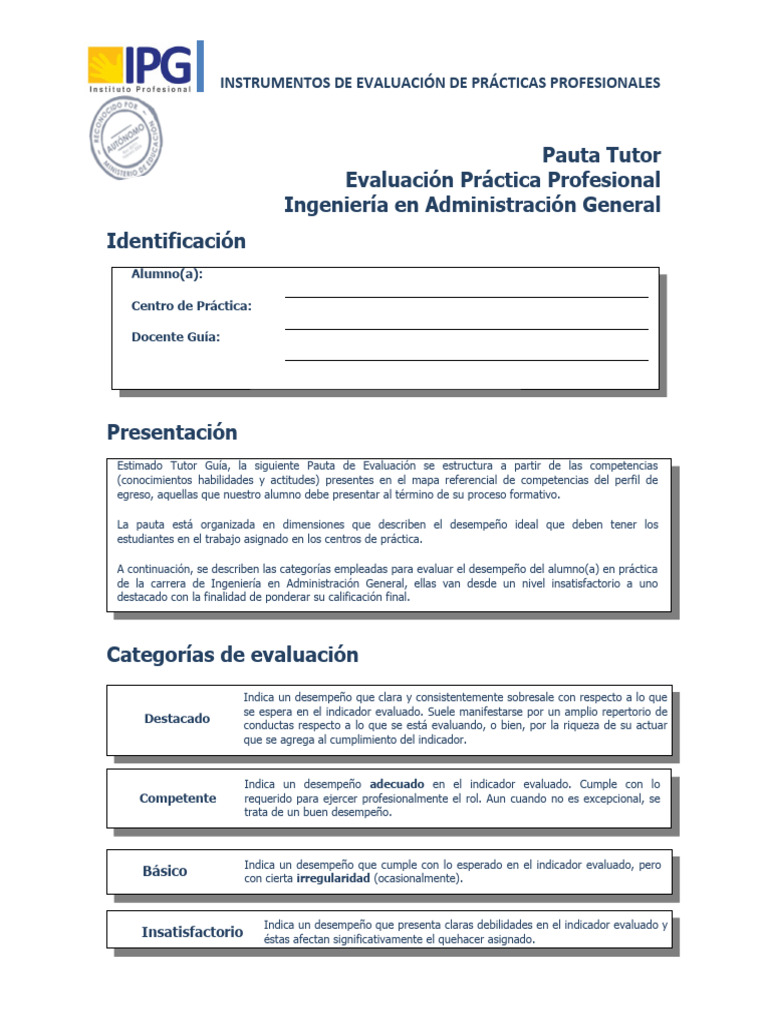 Evaluación Práctica Ing Tutor | PDF | Evaluación