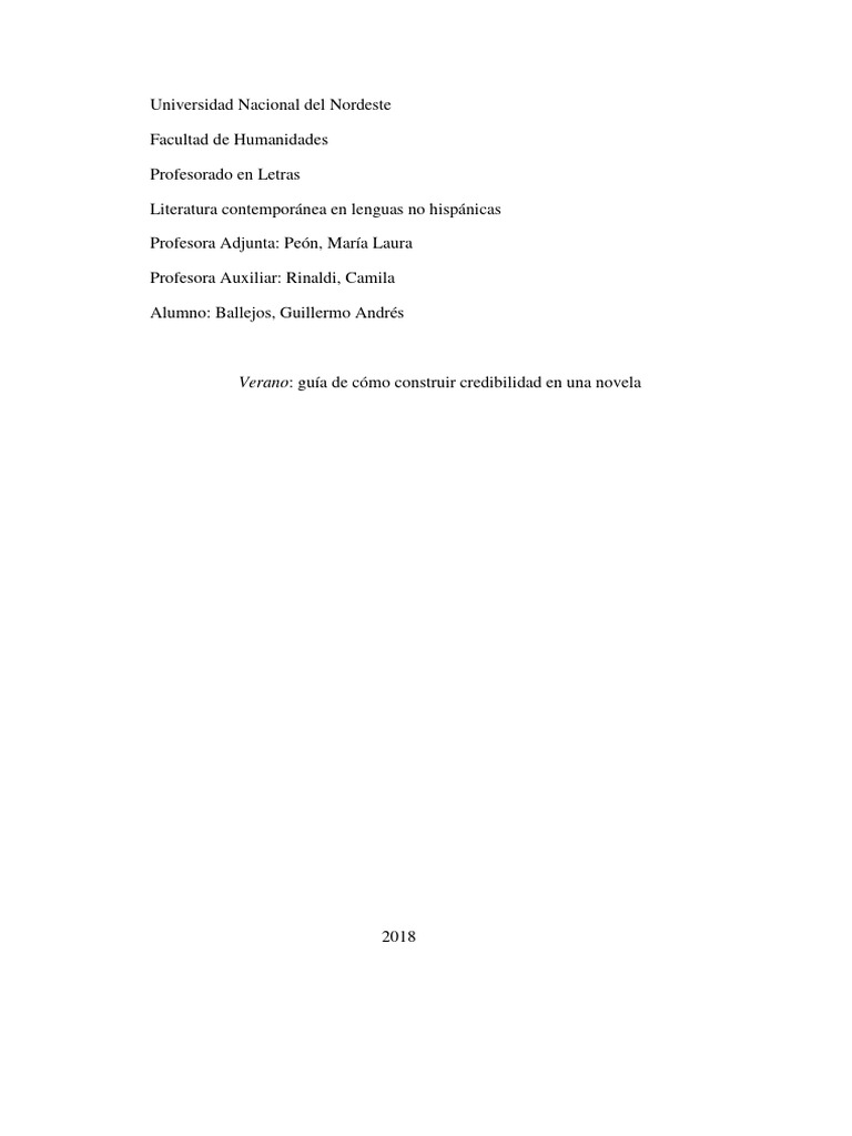 Análisis de Verano de Coetzee | PDF | Testimonio | Narración