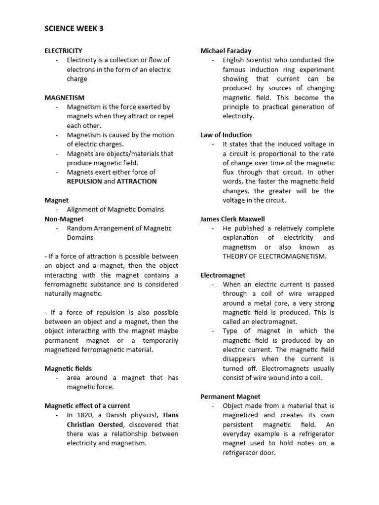 Science Week 3 | Download Free PDF | Electromagnetic Induction ...