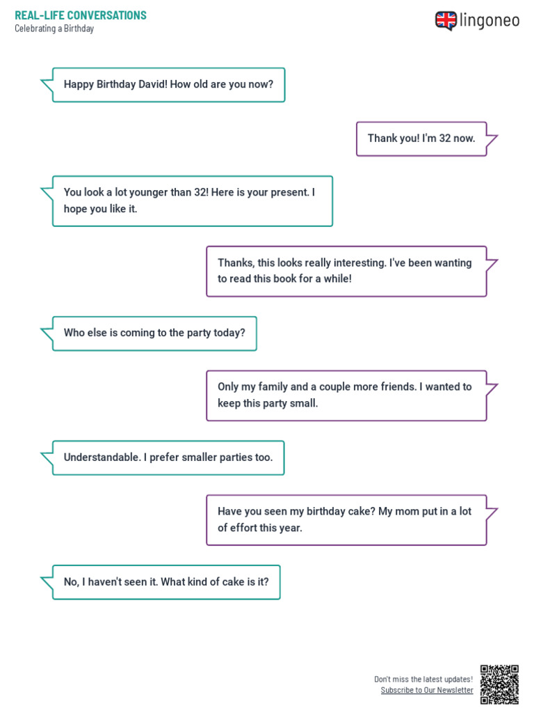 Celebrating A Birthday - Dialogue | PDF