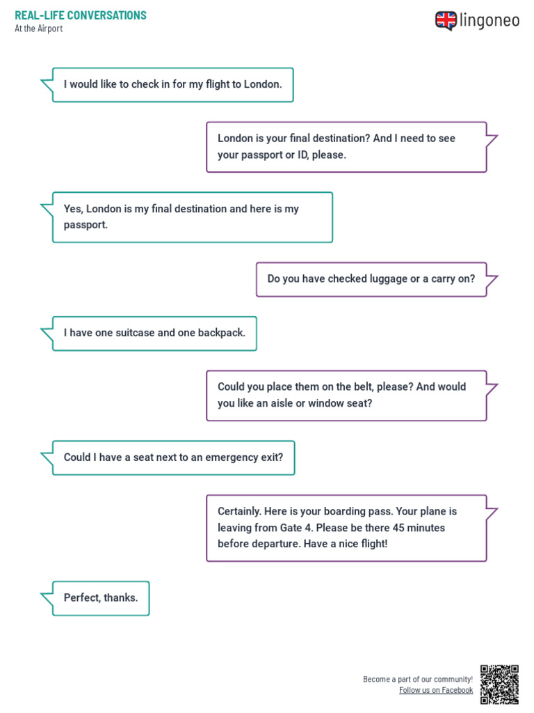 Airport Check-In Dialogue Practice | PDF