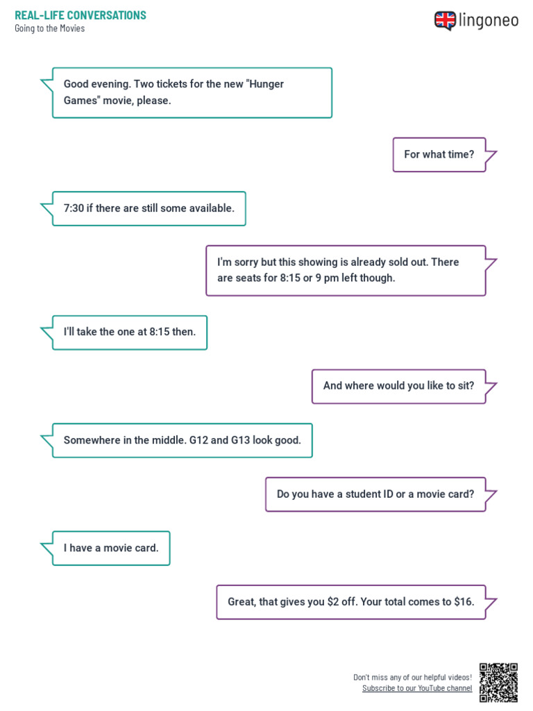 Movie Ticket Purchase Dialogue | PDF