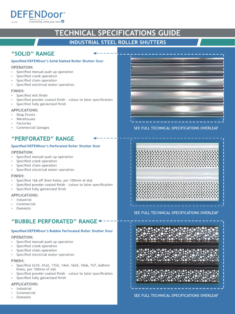 Ind Steel Roller Shutter Door Specs Elect 2020 | PDF