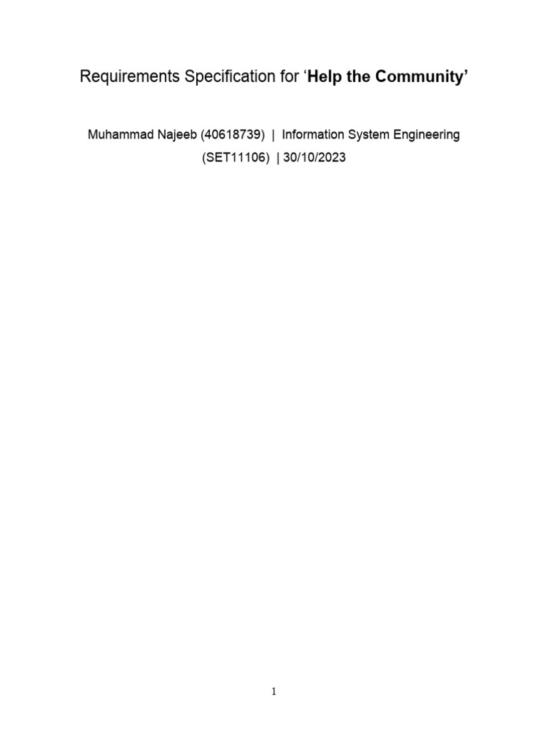 Requirements Specification For Help The Community' | PDF | Databases ...