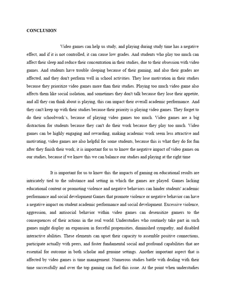 Conclusion | PDF | Video Games | Psychology