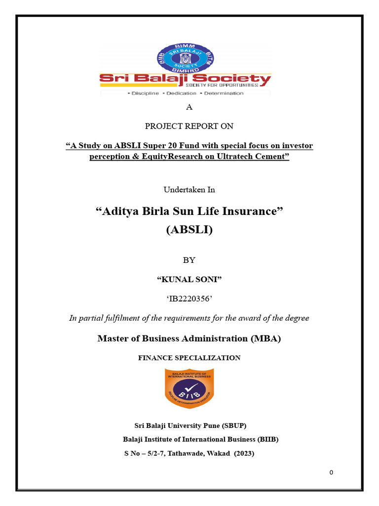 ABSLI Super 20 Fund Investor Study | PDF | Financial Analyst | Investing
