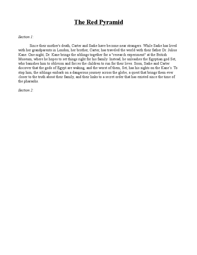 The Red Pyramid: Siblings Carter and Sadie Race to Stop Egyptian God ...