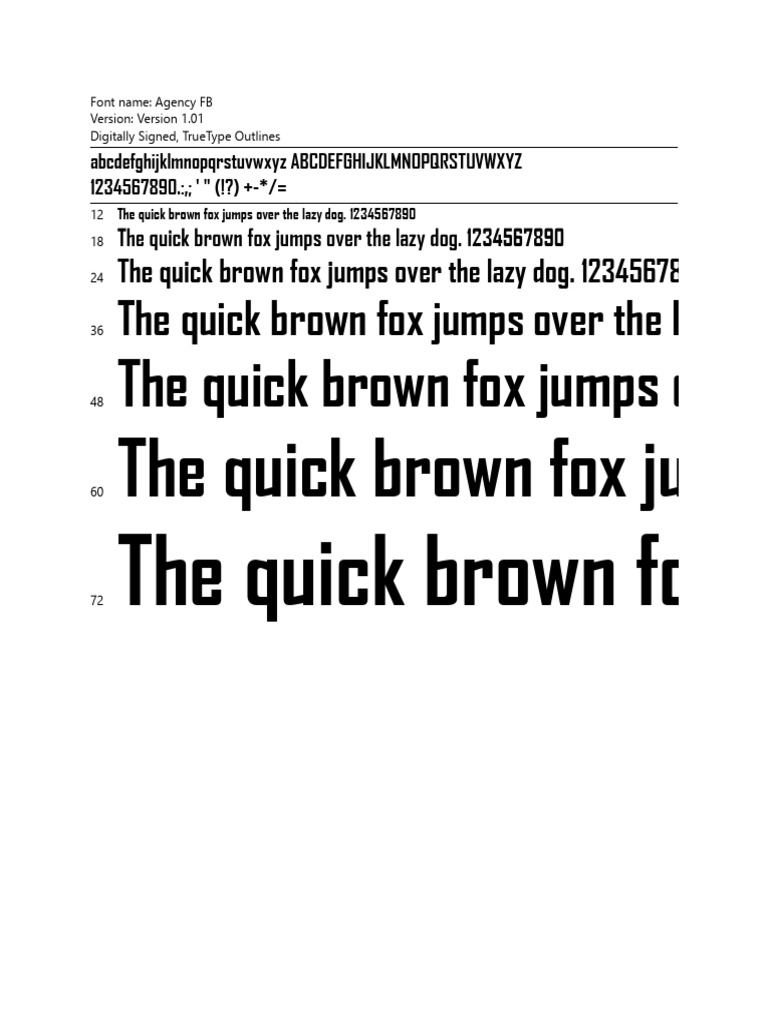 Agency FB Font Details | PDF | Computers