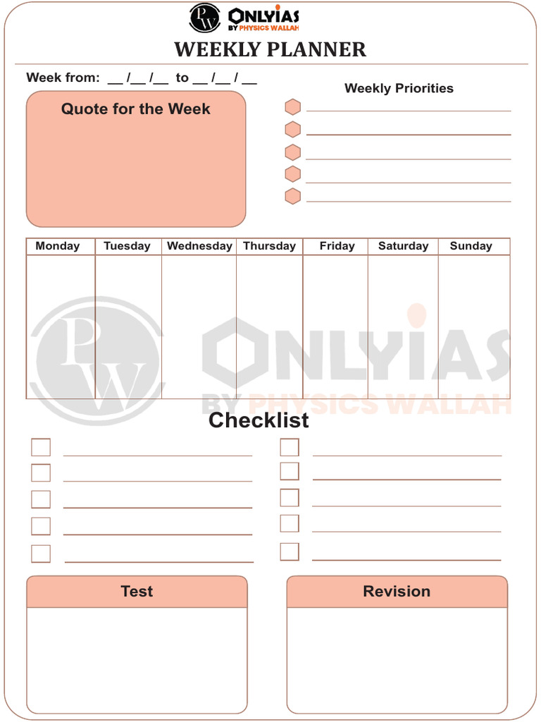 Weekly Planner PDF Only Starter Kit Upsc Prarambh 2-0-2026 ...