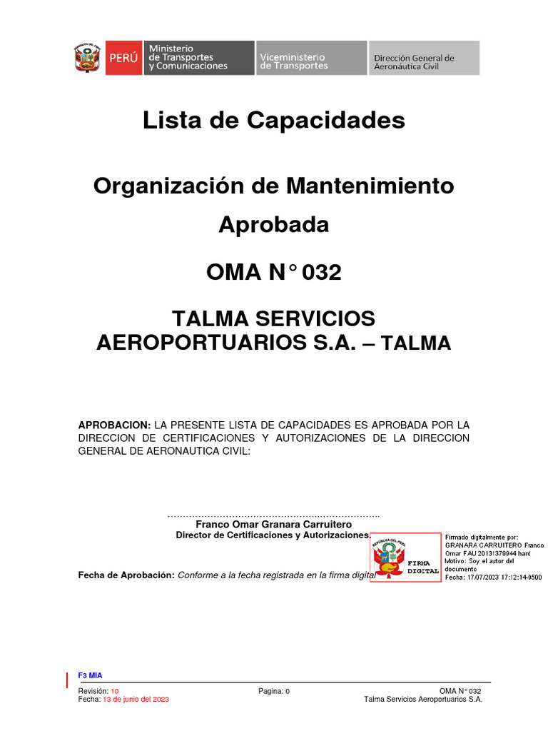 OMA 32 Lista de Capacidades | PDF | Aeronave | Avion a reacción