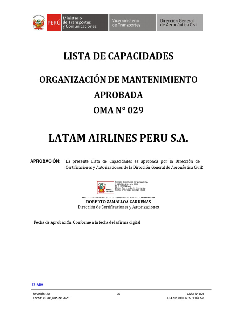 OMA 29 Lista de Capacidades | PDF | Aviación | Aerobús