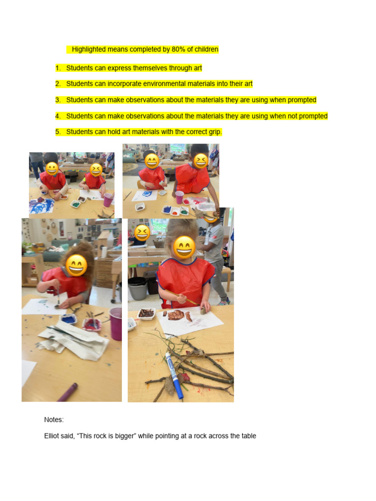 Edt 313 Lesson Plan Checklist Pictures and Anecdotal Notes 1 | PDF