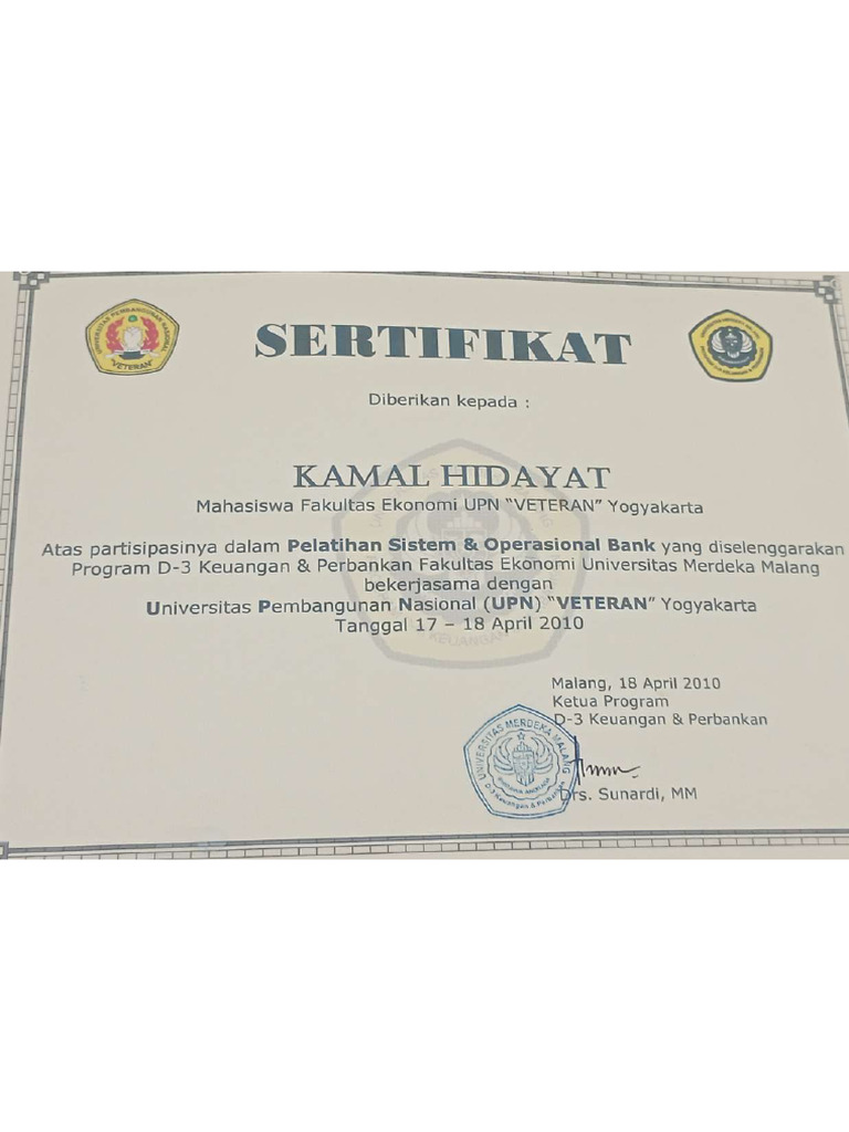 Sertifikat seminar | PDF