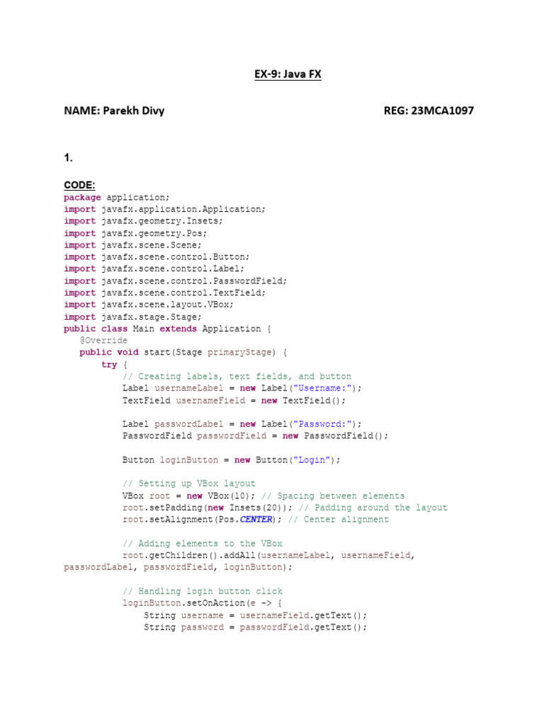 23mca1097 Ex9 Java | PDF | Software | Computer Science