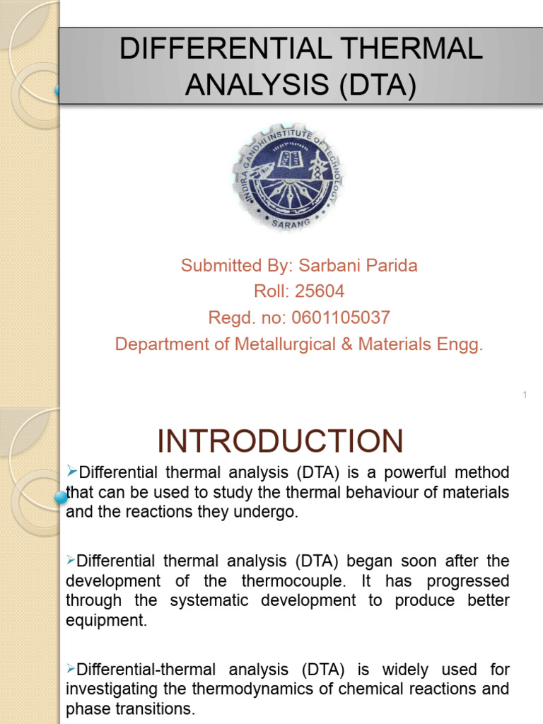 Differential Thermal Analysis (Dta) | PDF | Thermal Analysis | Melting ...