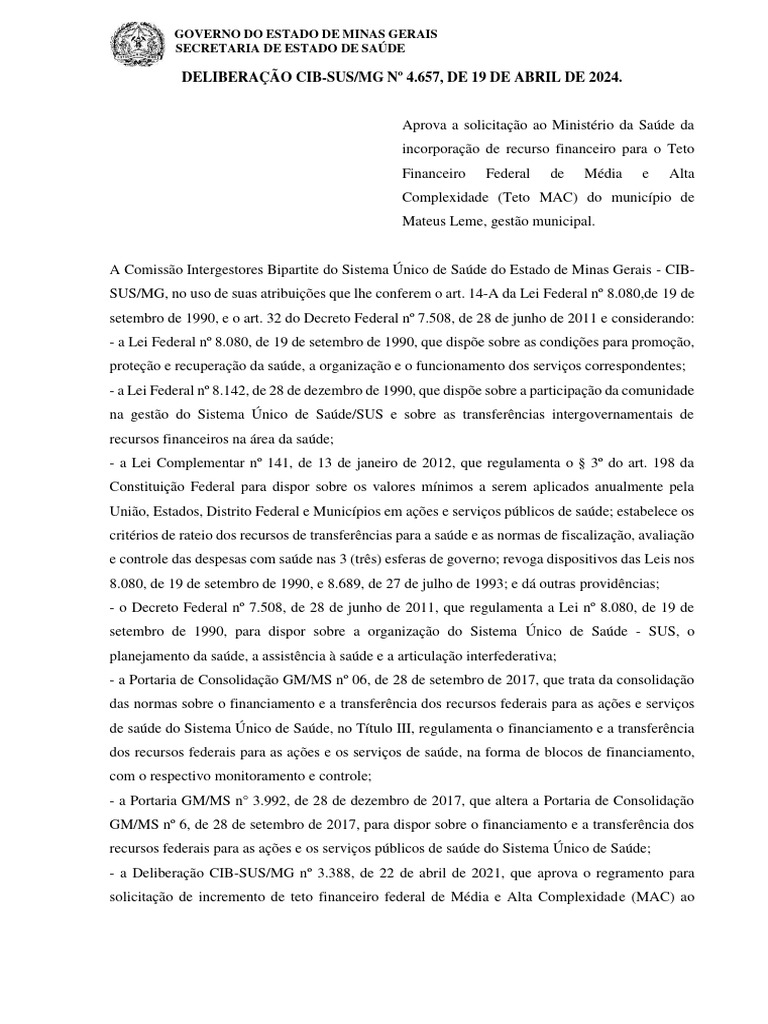 Incorporação de Recursos ao Teto MAC | PDF | Governo