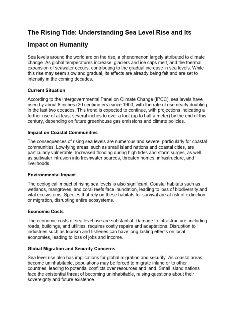 The Rising Tide - Understanding Sea Level Rise and Its Impact On ...