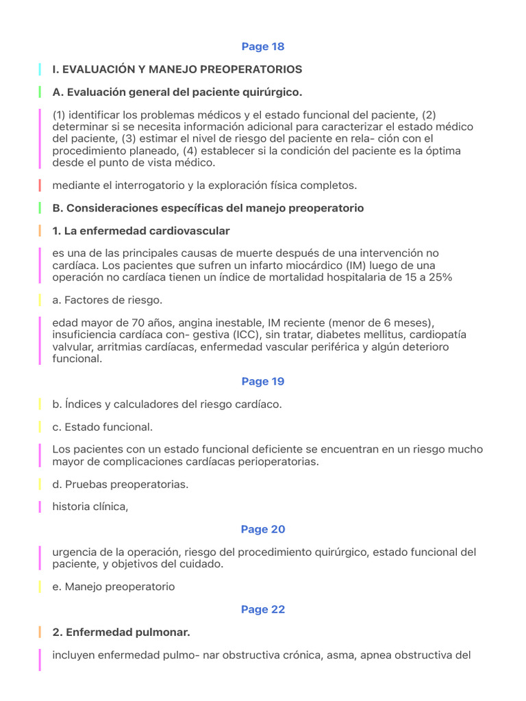 resumen pre operatorio | PDF | Enfermedad pulmonar obstructiva crónica | Infarto de miocardio