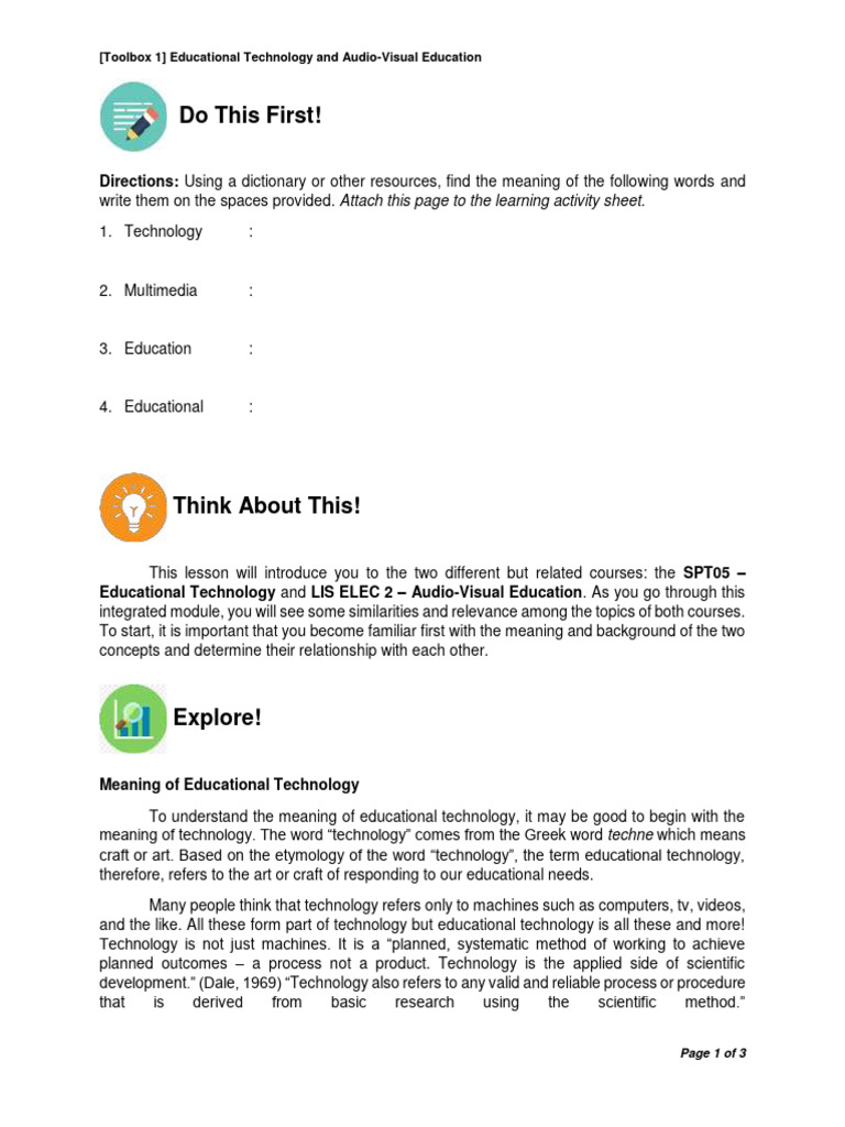 Educational Tech & Audio-Visual Guide | PDF | Educational Technology ...