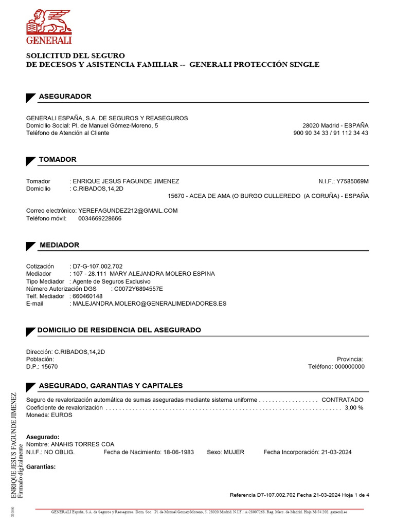 Solicitud de Seguro | PDF | Seguro | Reaseguro