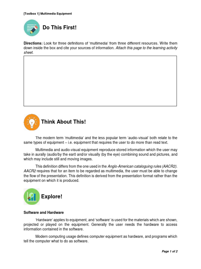 (Toolbox 1) Multimedia Equipment | PDF