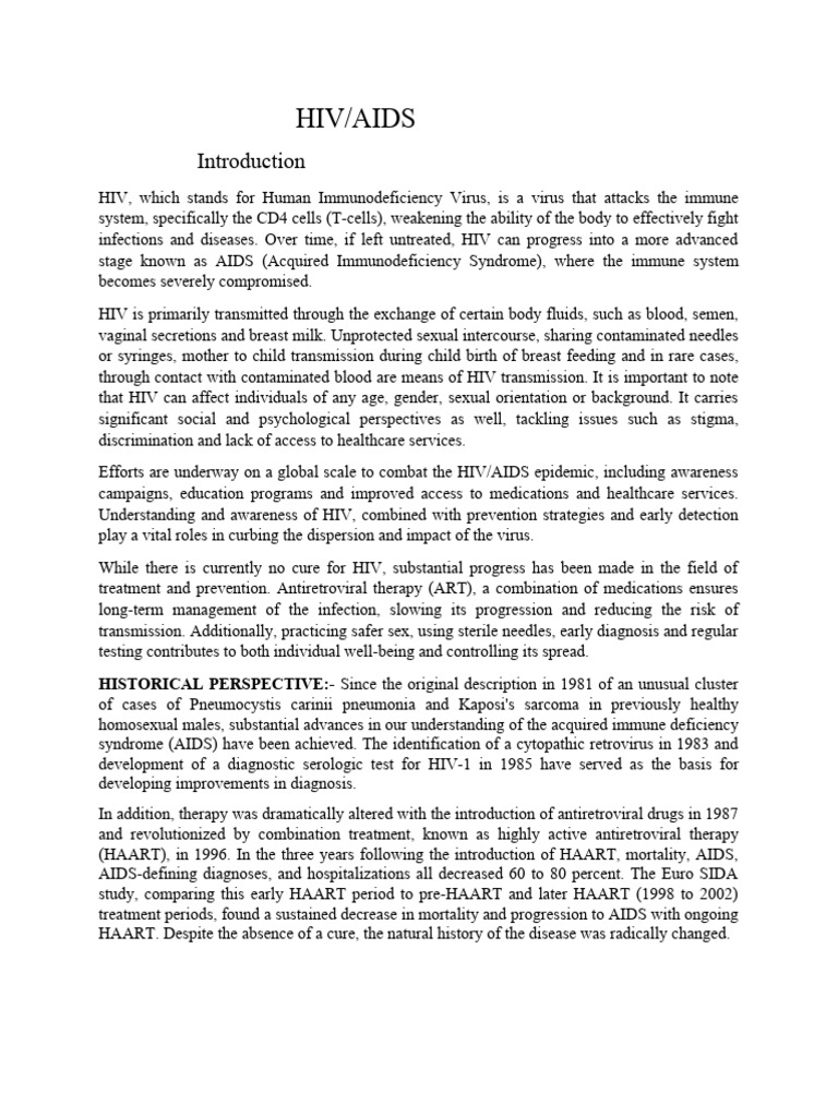 HIV AIDS Introduction | Download Free PDF | Hiv/Aids | Management Of ...