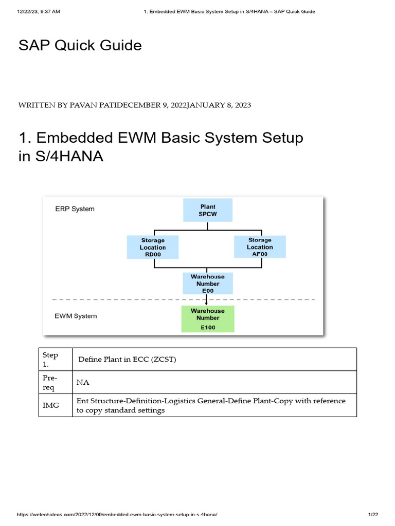 Embedded EWM Basic System Setup in S - 4HANA - SAP Quick Guide | PDF ...