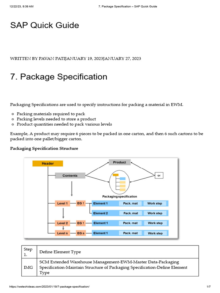 Package Specification - SAP Quick Guide | PDF | Packaging And Labeling ...