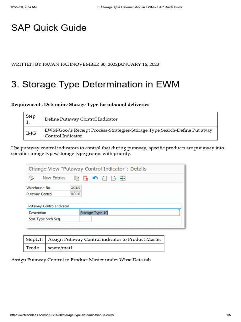 Storage Type Determination in EWM - SAP Quick Guide | PDF | Computing