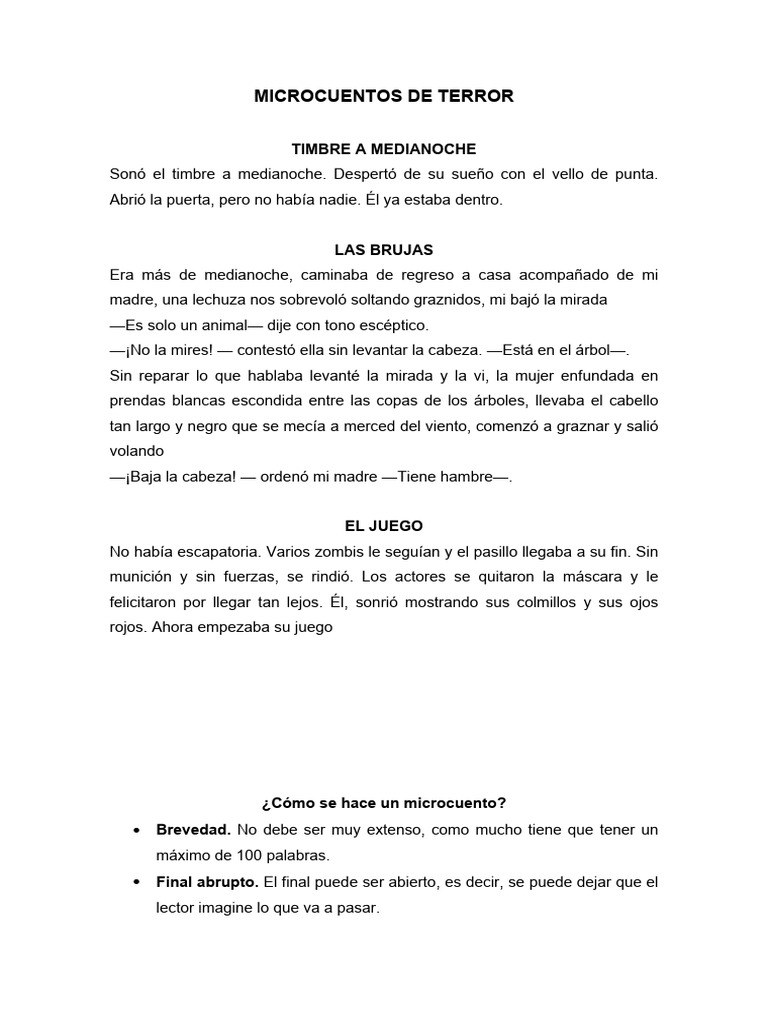 Microcuento Terror | PDF