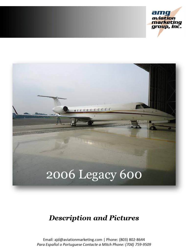 2006 Embraer Legacy 600 Specifications | PDF | Aircraft | Aviation Safety