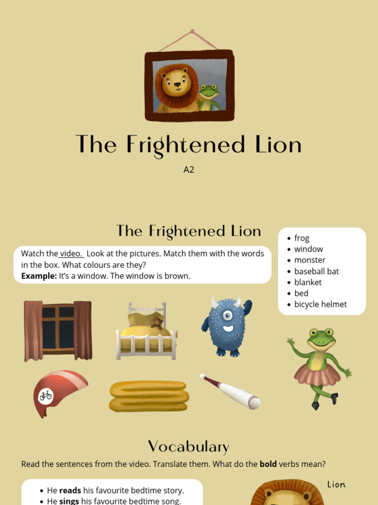 "The Frightened Lion Story Guide" | PDF | Languages | Foreign Language Studies
