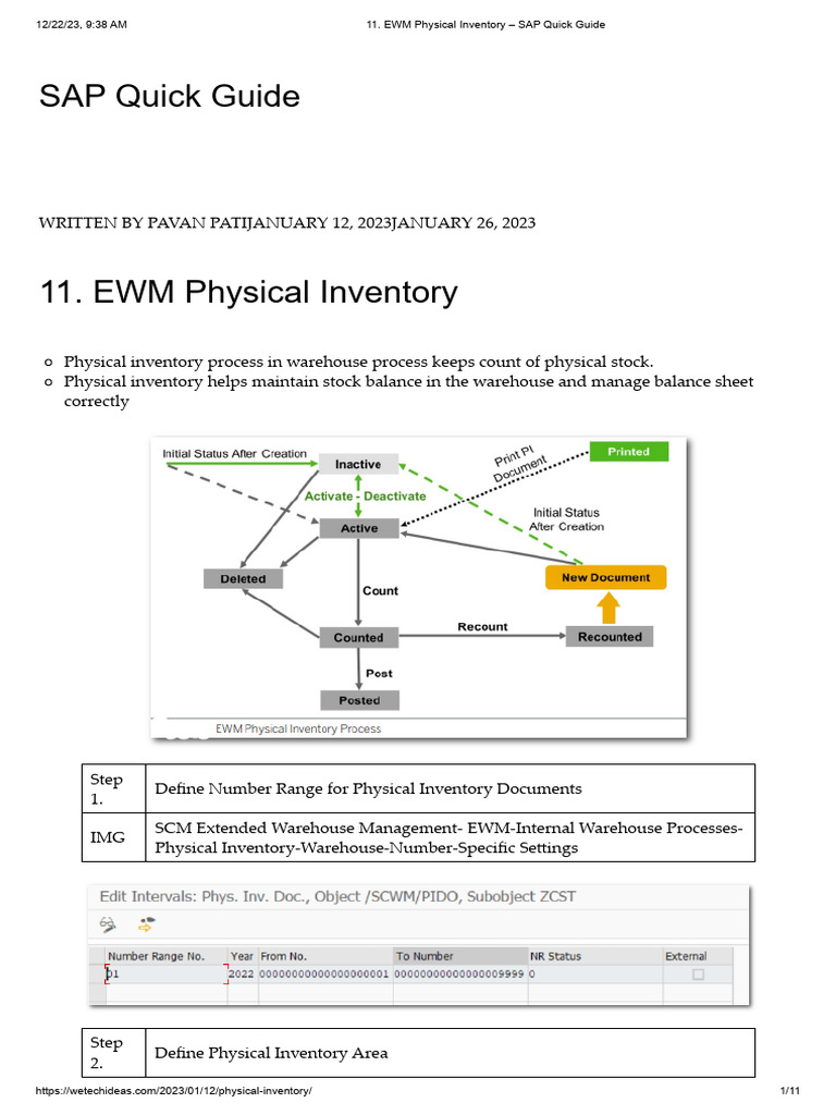 EWM Physical Inventory - SAP Quick Guide | PDF | Inventory | Supply Chain Management