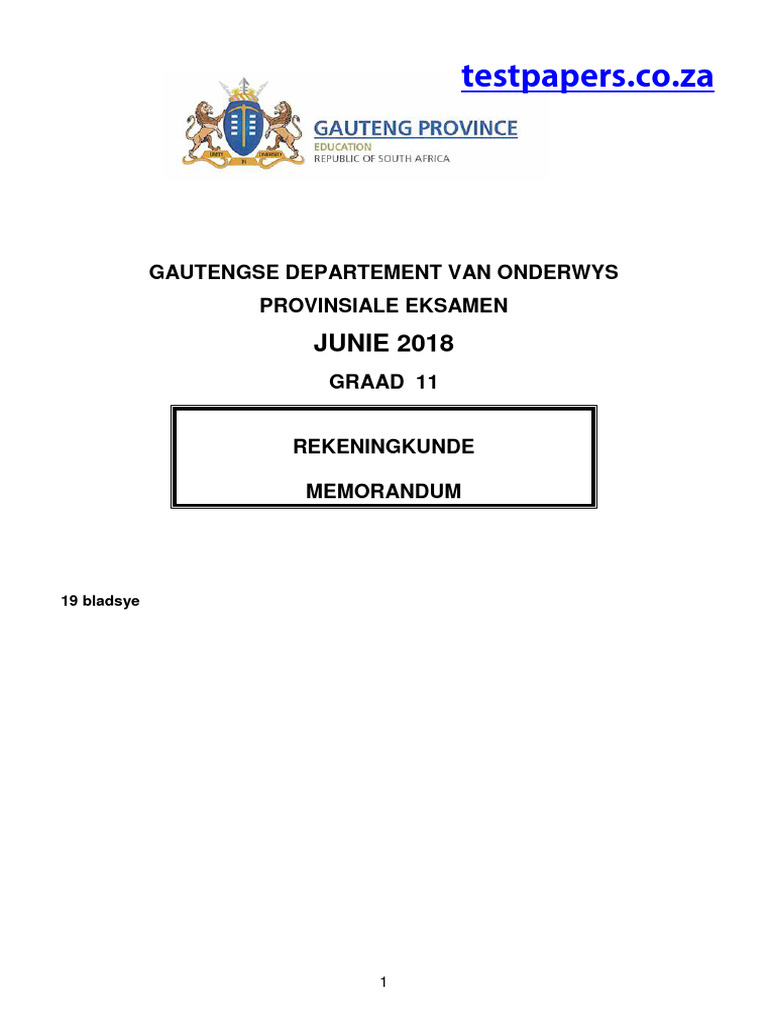 Gr11 Acc (Afrikaans) June 2018 Possible Answers | PDF