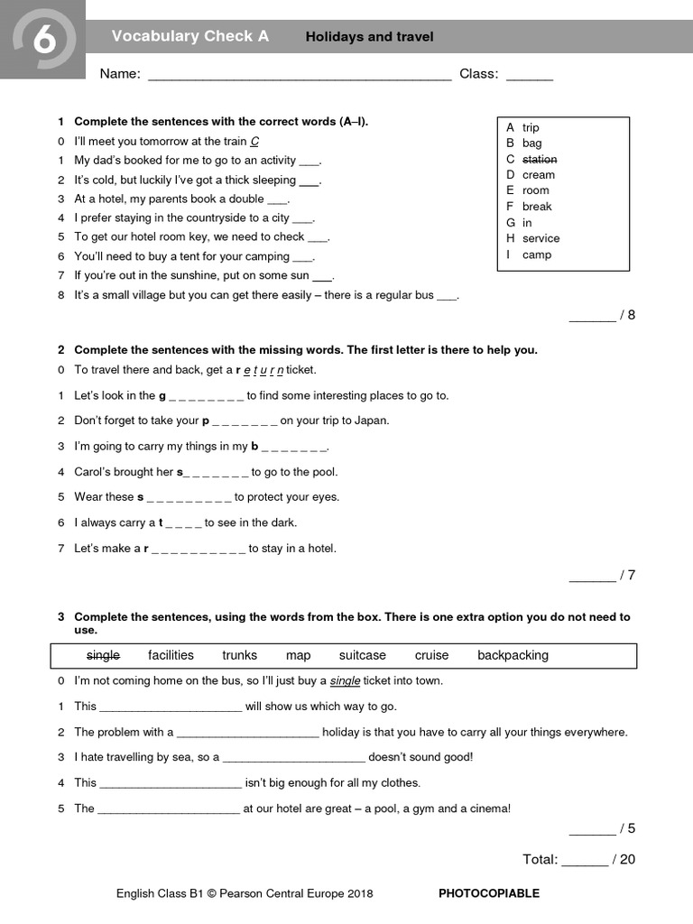 ECB1 Tests Vocabulary Check 6A New2018 | PDF