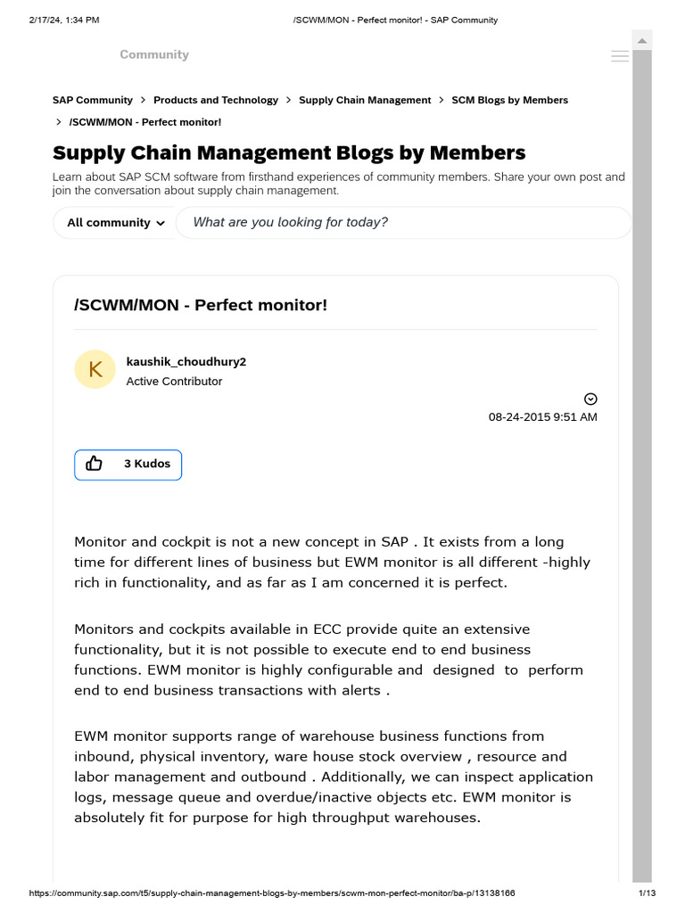SCWM - MON - Perfect Monitor! - SAP Community | PDF | Supply Chain Management | Geographic ...