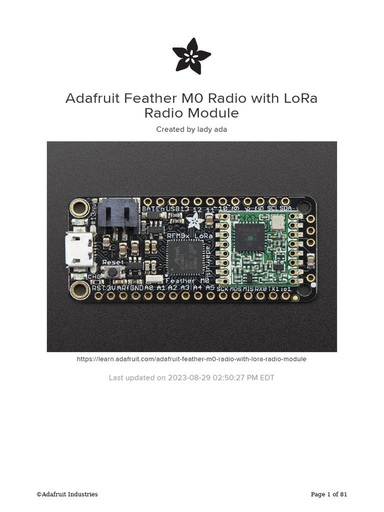 Adafruit Feather m0 Radio With Lora Radio Module | PDF | Electrical ...