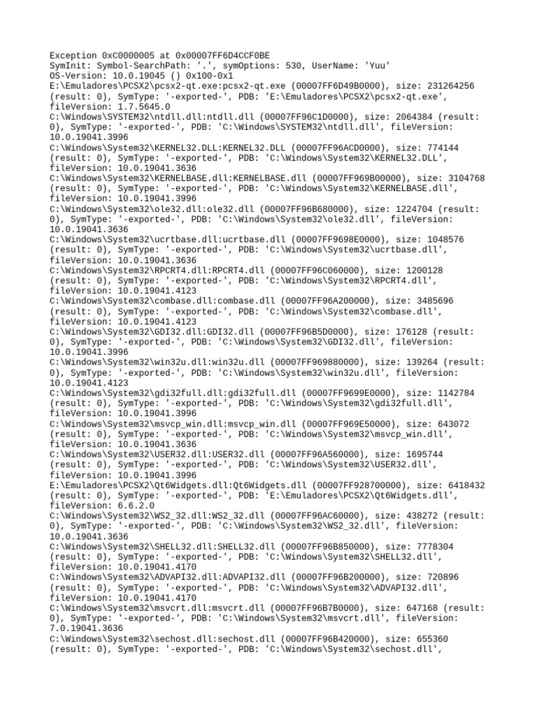 PCSX2 Error Log Analysis | PDF | Software | Computer Architecture