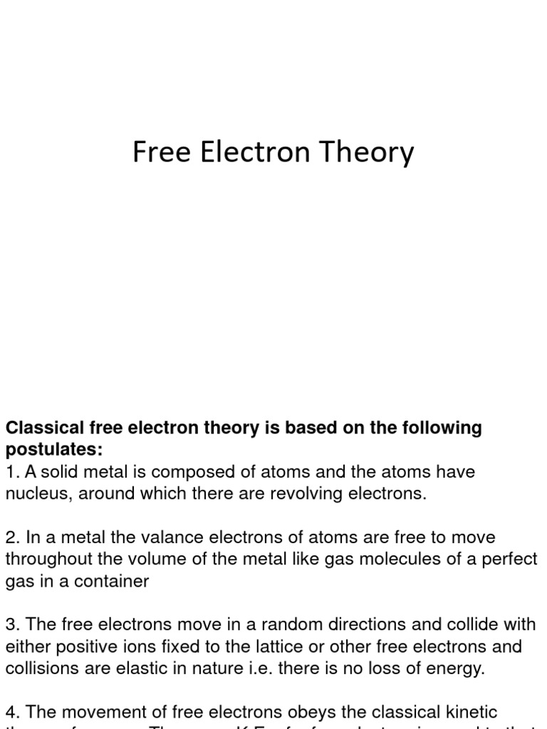Free Electron Theory | PDF | Semiconductors | Doping (Semiconductor)
