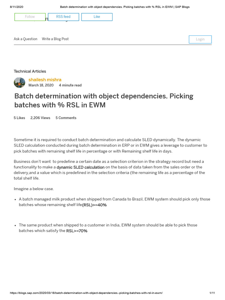 Dynamic Batch Selection in SAP EWM | PDF | Computing