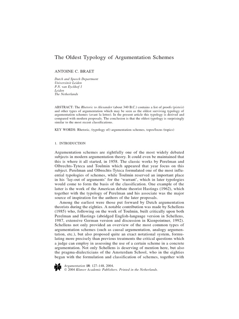 Typology or Argumentation | PDF | Rhetoric | Argument