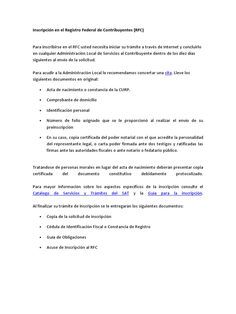 Inscripción en El Registro Federal de Contribuyentes | PDF | Gobierno