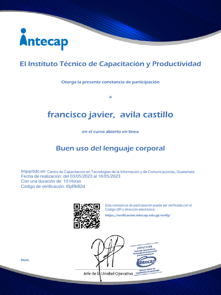 Certificado de Intecap | PDF