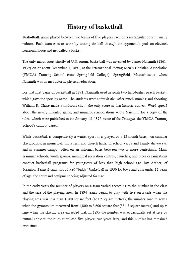 The History of Basketball Began With Its Invention in 1891 in ...