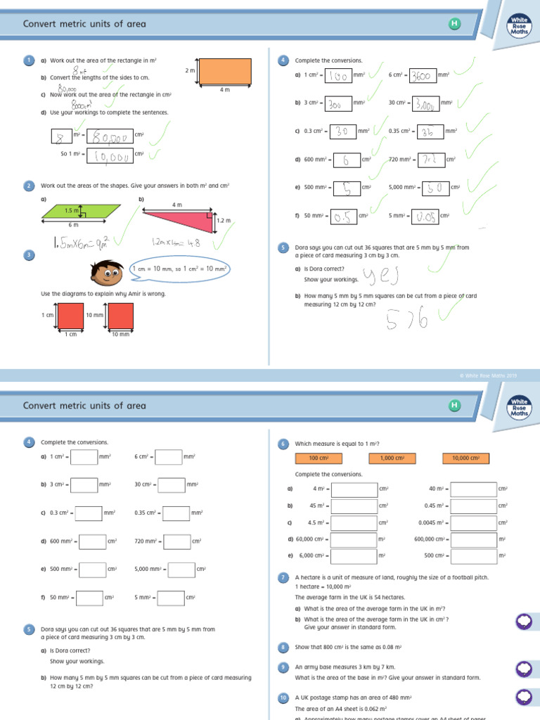 Y8 Spring Block 6 D9 Convert Metric Units of Area H 2019 1 | PDF | Area ... Y8 Spring Block 6 D9 Convert Metric Units of Area H 2019 1 | PDF | Area ...