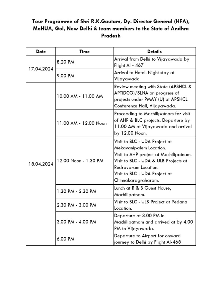 Tour Programme | PDF