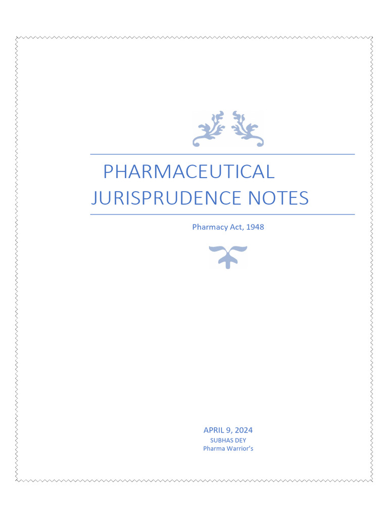 Pharmacy Act Notes | PDF | Pharmacist | Pharmacy