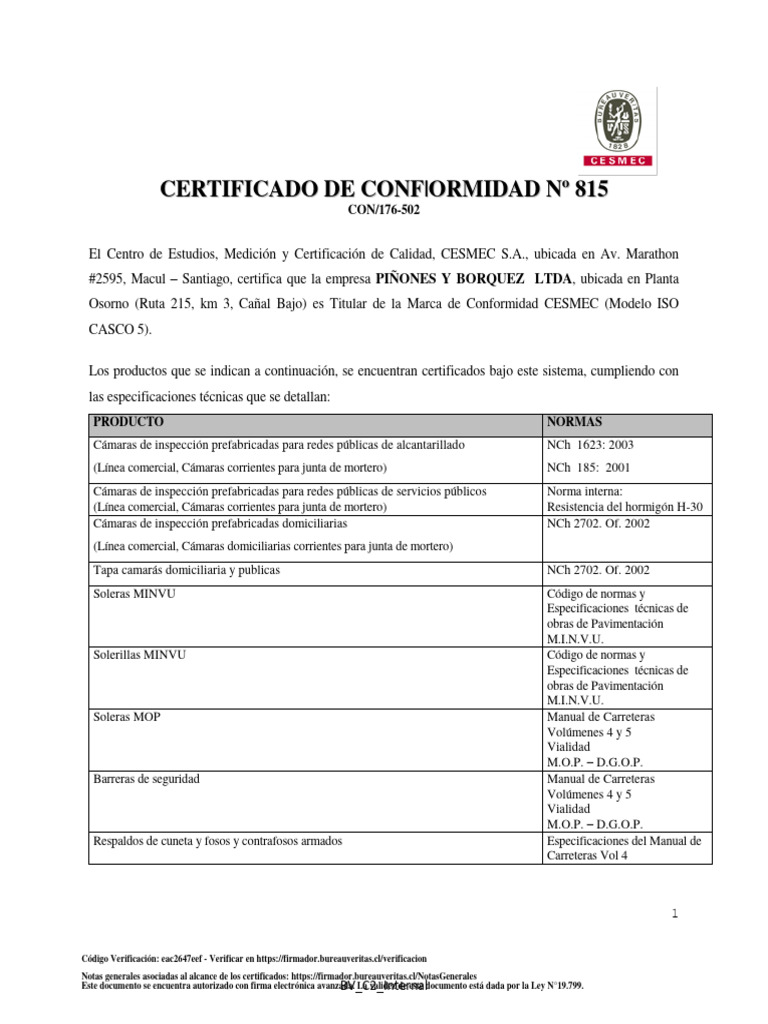 Certificación CESMEC para Productos de Construcción | PDF