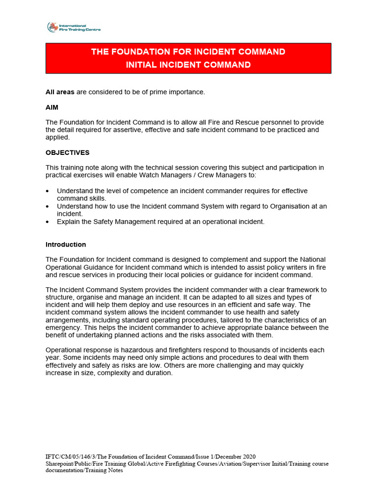 08 The Foundation For Incident Command | PDF | Situation Awareness ...